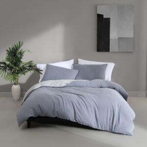 calvin klein - king duvet cover set, reversible tencel bedding with matching shams, modern home decor (slate blue, king)