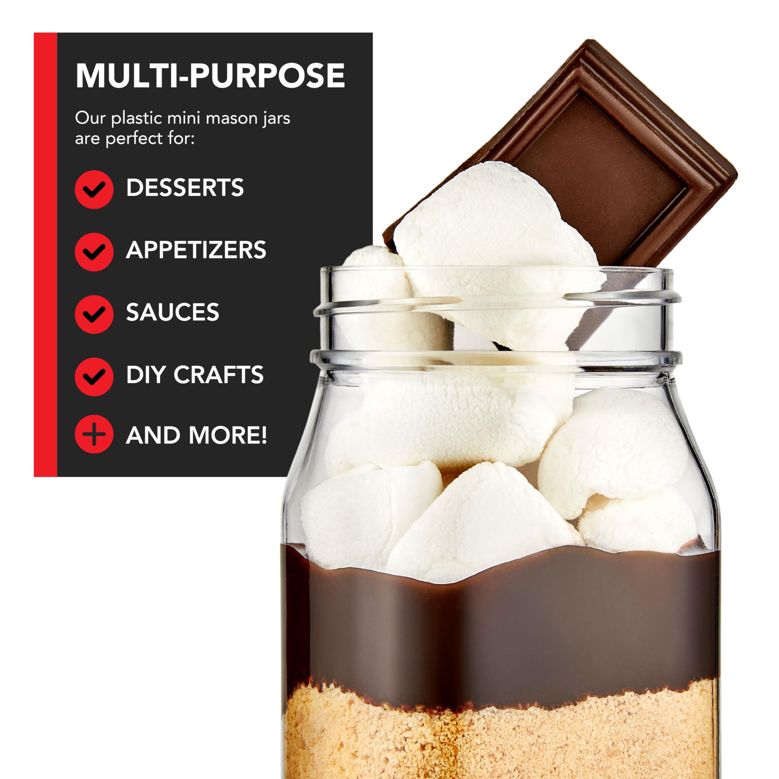 Stock Your Home 4 oz Mason Jars with Lids (10 Pack), Plastic Dessert Cups with Lids, Mini Mason Jars with Lids for Small Desserts, Cheesecake Shooters, and Parfait Cups, Disposable Party Dessert Cups