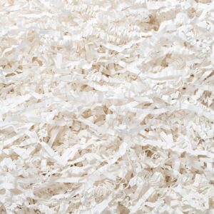 wowxyz 1 lb crinkle cut paper shred white crinkle paper shredded paper for gift baskets - gift box filler - confetti paper shreds stuffing for birthday, holiday gift packaging wrapping