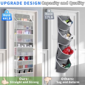 Over The Door Organizer Storage, 44lbs Weight Capacity Hanging Door Organizer, Behind Door Organizer with 5 Large Pockets 10 Mesh Side Pockets 5 PVC Pouches for Nursery Bathroom Bedroom Pantry