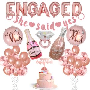 engaged balloons engagement party decorations - she said yes banner engagement ring foil balloon just engaged soon to be future mrs and mr party supplies for bridal shower wedding valentine's day