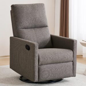 ketaiyou swivel rocking recliner chair for adults, rocker nursery glider chair for living room bedroom, upholstered fabric reclining single sofa chair(grey)