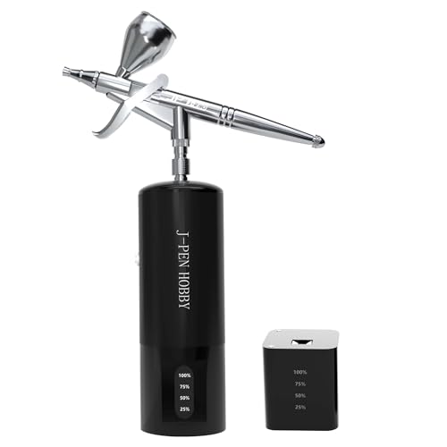 J PEN HOBBY P1 Airbrush Kit with compressor portable cordless airbrush set.Rechargeable auto stop dual action airbrush,model painting nail art craft lure