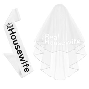 future real housewife party decorations - future real housewife bride to be veil - future real housewives sash for women bridal shower engagement bachelorette party supplies