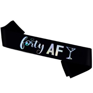 forty af sash,cheer to 40 years party decor,40th birthday sash,rip to my 30s party decorations,black with laser print