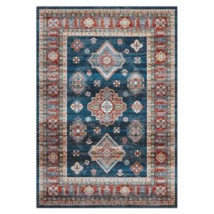 RUGSREAL 5x7 Rug Washable Rug Indoor Non-Slip Stain Resistant Large Area Rug for Living Room Throw Carpet Medallion Distressed Rug Oriental Accent Rug for Bedroom Office Nursery, Blue