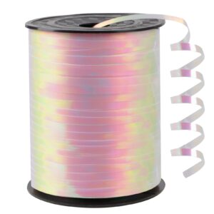 500 yards iridescent white ribbon metallic balloon curling ribbon for for party festival art craft decor,florists, weddings, crafts and gift wrap (iridescent white)