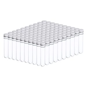 patikil 200pcs 45ml plastic test tube with screw caps, 140x25mm tubes aluminum lid, for scientific experiments party decoration candy bead storage bath salt