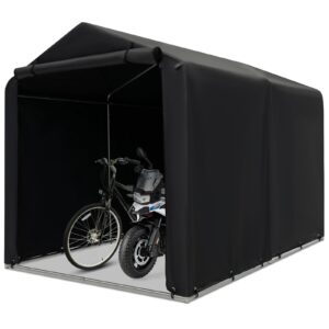 tangkula 7x5.2ft portable shed, outdoor storage shelter with waterproof cover & roll-up zipper door, heavy duty portable storage tents for outside, bikes, garden tools, motorcycles