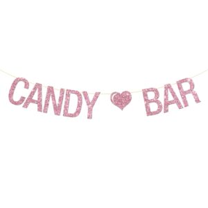 candy bar banner, engagement wedding/girls birthday/bride to be/bachelorette party bunting hanging bunting decorations supplies - pink glitter