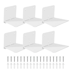 fentec floating book shelves for wall, wall mounted invisible floating bookshelf, heavy-duty hanging bookshelves, hidden book shelf metal wall book holder for bedroom home office, 6-pack white