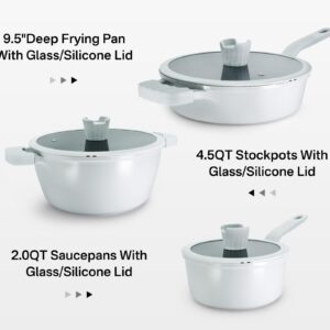 Innerwell Pots and Pans Set Nonstick - 6 Pcs Cookware Set with Detachable Handle, Nonstick Ceramic Coating Deep Frying Pan & Saucepan & Stockpot, Dishwasher & Oven Safe, Suitable for All Stovetops