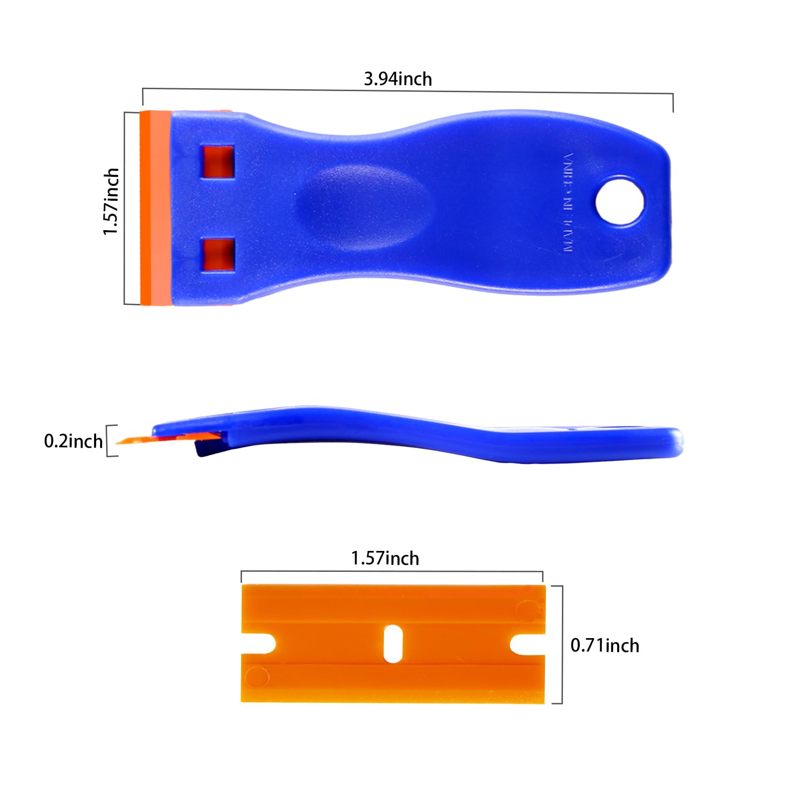 JVSEYTE 4 PCS Plastic Razor Blade Scraper and 120 PCS Plastic Razor Blades, Cleaning Scraper Tool for Remover, Adhesive, Stickers, Decals, Glass, Labels, Cars Windows