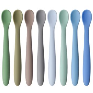 haksen 8pcs silicone feeding spoons, baby spoons training spoons silicone baby utensils infant spoons for first stage baby and parents