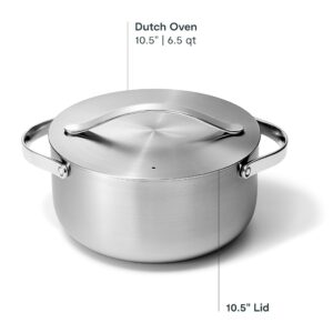 Caraway Stainless Steel Dutch Oven (4.5 Qt) - 5-Ply Stainless Steel - Oven Safe & Stovetop Agnostic - Non Toxic, PTFE & PFOA Free