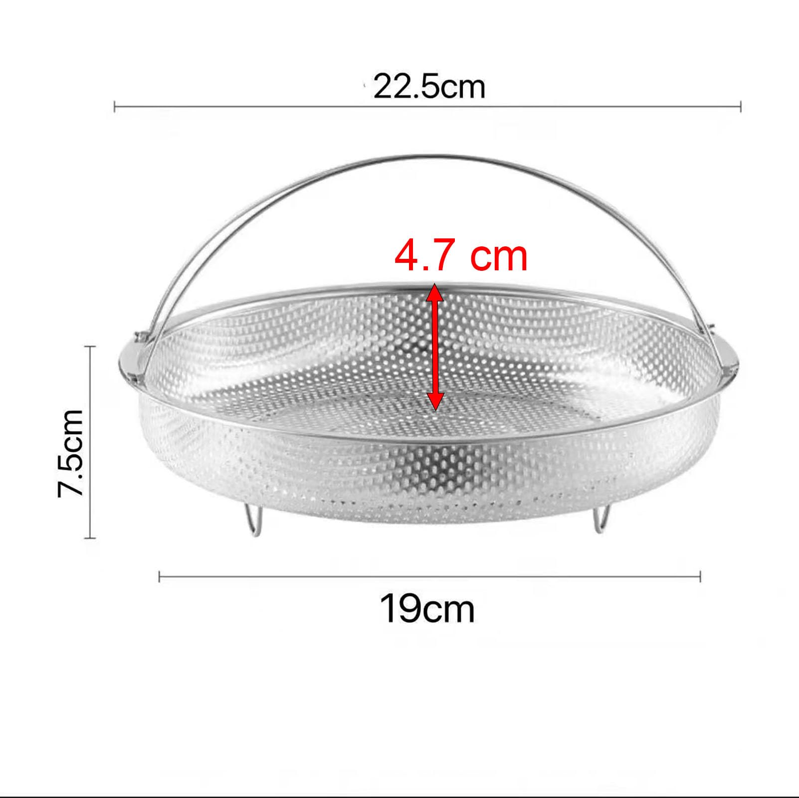 Steamer Basket, 9 Inch x 1.8 Inch Food Grade Stainless Steel Steaming Net with a Support Frame for Food Steaming (1 Pcs)