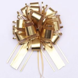 hqjaxj 6 pcs pull bow,gold gift bows for presents 6 inch pull bow for gifts wrapping party gift boxes bow basket packaging bows for valentine's day presents flower decorations (gold)