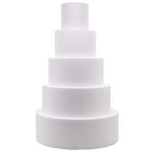 crafare 5 tier round foam cake dummy decorating 4“ 6” 8“ 10” 12“ supplies for wedding baby shower birthday party cake decoration 17.7 inches tall