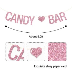 Candy Bar Banner, Engagement Wedding/Girls Birthday/Bride to Be/Bachelorette Party Bunting Hanging Bunting Decorations Supplies - Pink Glitter