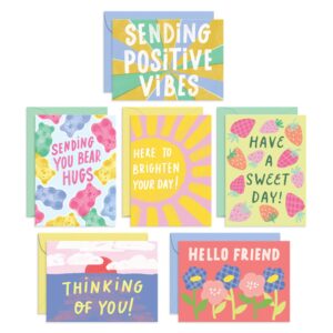 s&o fun thinking of you cards with envelopes - colorful thinking of you card pack of 24 box - blank inside encouragement cards with envelopes - bulk boxed greeting cards assorted designs