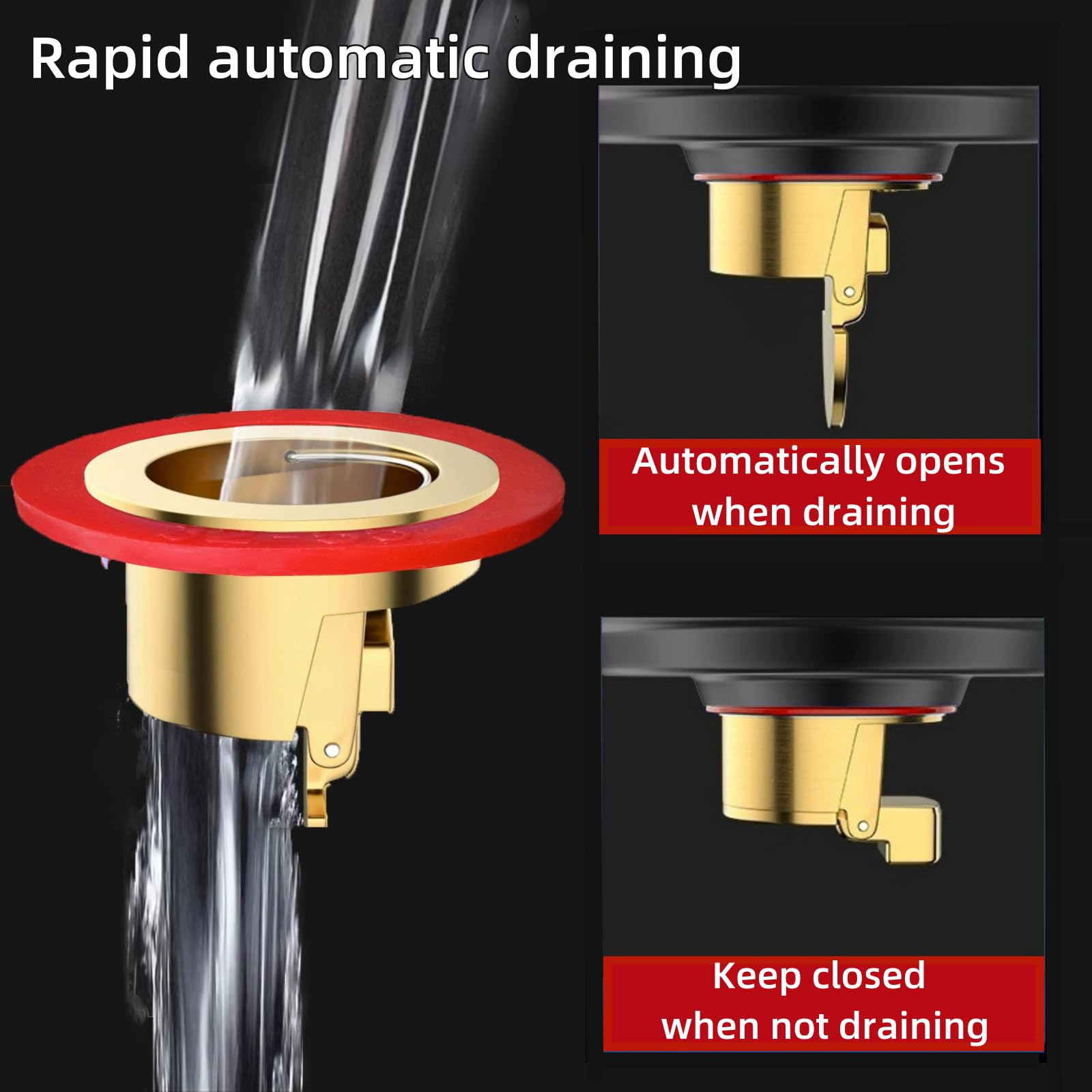 COLDDD Downspout Universal Brass Floor Drain core, Shower Floor Drain backflow Preventer, Suitable for 1.4''-2.0'' Caliber (1)