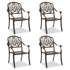 vingli outdoor dining chairs set of 4 aluminum patio chairs, cast aluminum patio furniture metal outdoor chairs for backyard, poolside, balcony bronze