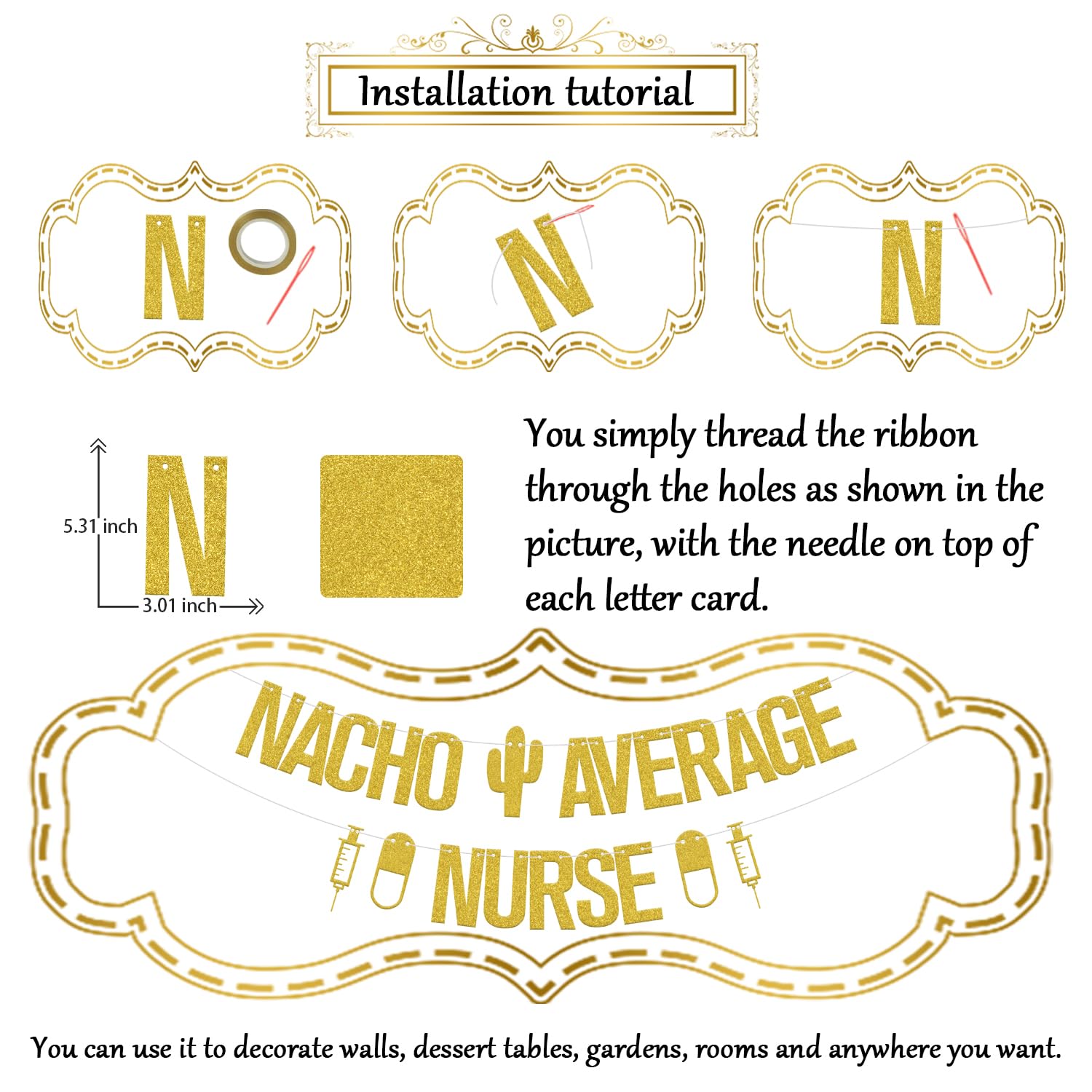 Nacho Average Nurse Banner, Congrats Nurse BSN/RN Grad Party Decorations, 2024 Nurse Medical School Graduation Decor, Congrats Grad Class of 2024 Nursing School Graduation Party Supplies