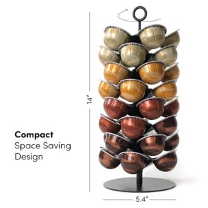 xympo Coffee Pod Carousel for Nespresso Vertuo Capsules, Holds 40 Pods, 360° Rotating Stand, Metal (Black)