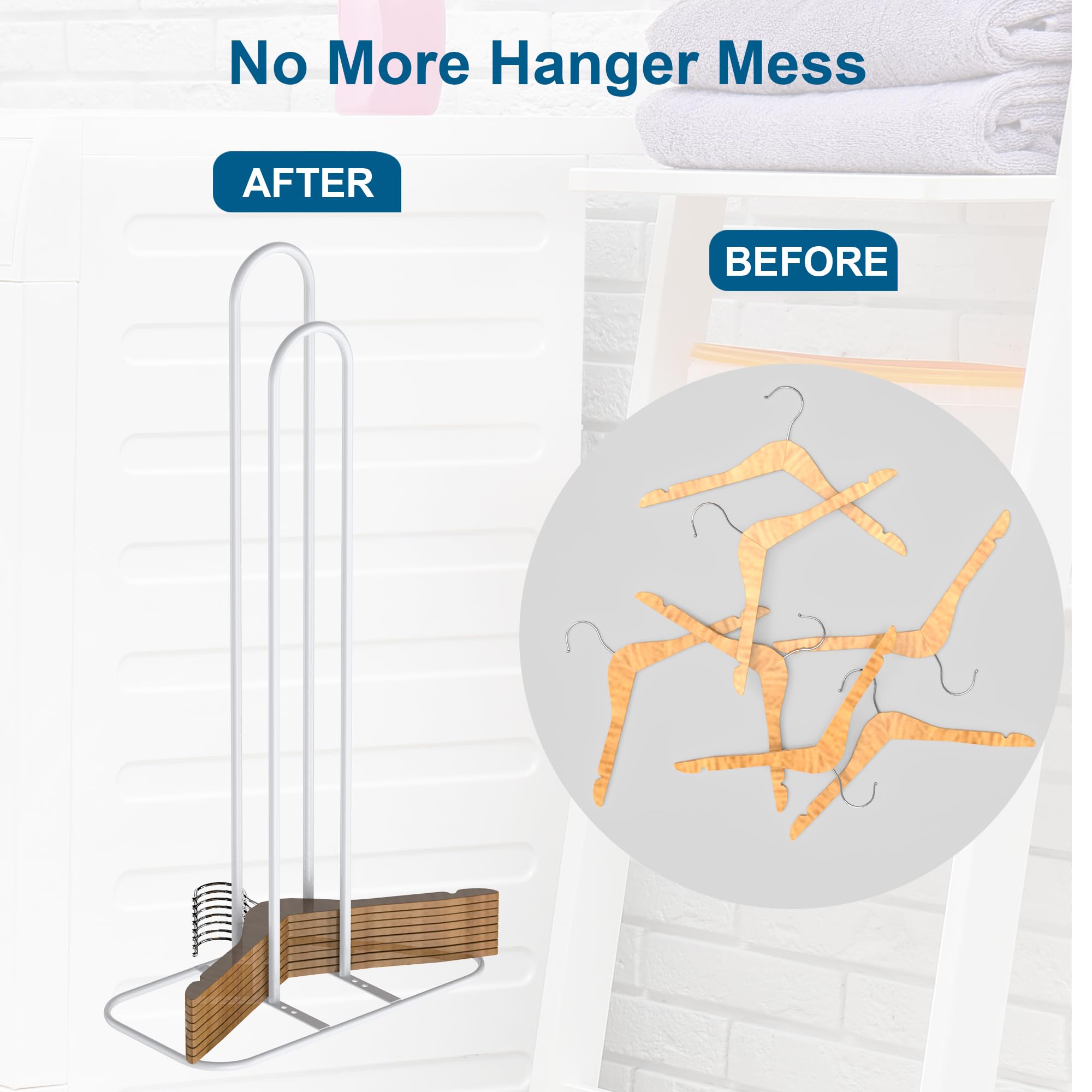 EASTTOWEST Hanger Stacker Organzier,33 inch Height Hanger Stand Clothes Hanger Storage Rack,Hanger Holder for Closet Laundry Room,White