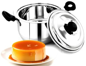 easyshopforeveryone stainless steel double boiler for stove top, molde para flan, includes inner pan - dishwasher safe flanera