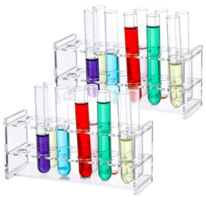 yoande 2 pcs acrylic test tube rack 12 wells 10ml acrylic centrifuge tube holder clear test tube rack 16mm/ 0.63 inch lab test tube transparent for 10ml centrifuge tubes clear