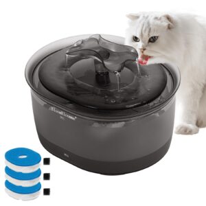 bloombloomme 0.9gal/115oz/3.4l cat water fountain ultra quiet auto water dispenser for cats running waterer bowl pet water fountain for dogs inside cat drinking fountain waterfall with 3filters(black)