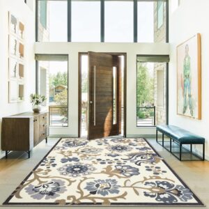 HEBE Floral Area Rug 5'x7’ Large Living Room Rug Boho Rugs for Bedroom Non Slip Washable Dining Room Mat Soft Throw Rug Indoor Floor Carpet for Nursery Kids Room Entryway