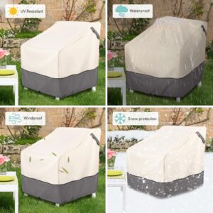 Bestalent Patio Furniture Covers Waterproof, Outdoor Chair Covers 2 Pack Clearance, Lawn Deep Seat Cover, Fits up to 36W × 37D × 36H inches (Beige/Grey)