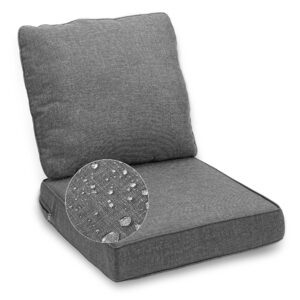 zjeyejz outdoor chair cushion set, thickened 24 x 24 x 5 inch patio furniture cushions, waterproof & fade resistant outdoor seat cushions with ties for chair sofa couch (dark gray)