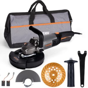 kseibi 711985 concrete grinder 7 inch - angle grinder kit with dust extraction shroud, 2400w 15a motor, 6000rpm, includes auxiliary handles & 9 inch protective guard, diamond cup wheel, carrying bag