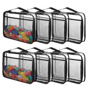 8 packs large clear toy storage bags, reusable pvc organizing bags, zipper bags for organizing,clear zippered blocks bag set,waterproof toy storage bags for zipper,puzzle, kids books,board games