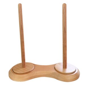 geynutaly double wooden yarn skein holder for crocheting, yarn holder for knitting yarn spindle dispenser crocheting tool easy install easy to use