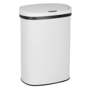 24/7 shop at home freeway 13 gallon metal household trash can motion sensor lid for kitchen, white