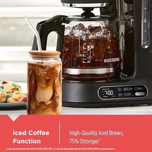 BLACK+DECKER Split Brew 12-Cup Digital Coffee Maker, CM0122, Iced or Hot Coffee, Programmable, Quick Touch, 4-Hour Keep Warm