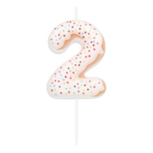 ininger 2nd birthday candles,number 2 candle,donut party decorations for birthday,donut birthday candles birthday candle for cake,vibrant and fun cake-topper and decor, perfect for celebrations