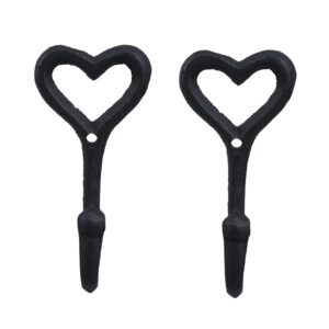 buguuyo 2pcs heart wall hooks iron decorative coat hooks for hanging coats jackets and accessories stylish wall mounted hooks for home decor and organization