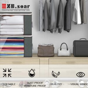 ZB.soar Enlarged Clothing Storage Bags,2Pcs 90L Thickened Storage Bags for Bedroom with Reinforced Handle Thick Fabric for Comforters, Blankets, Bedding, Foldable with Sturdy Zipper