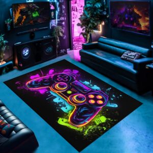 aviha gaming rugs - gamer rug for gamepad enthusiasts' bedroom or living room decor - 36x24 inches