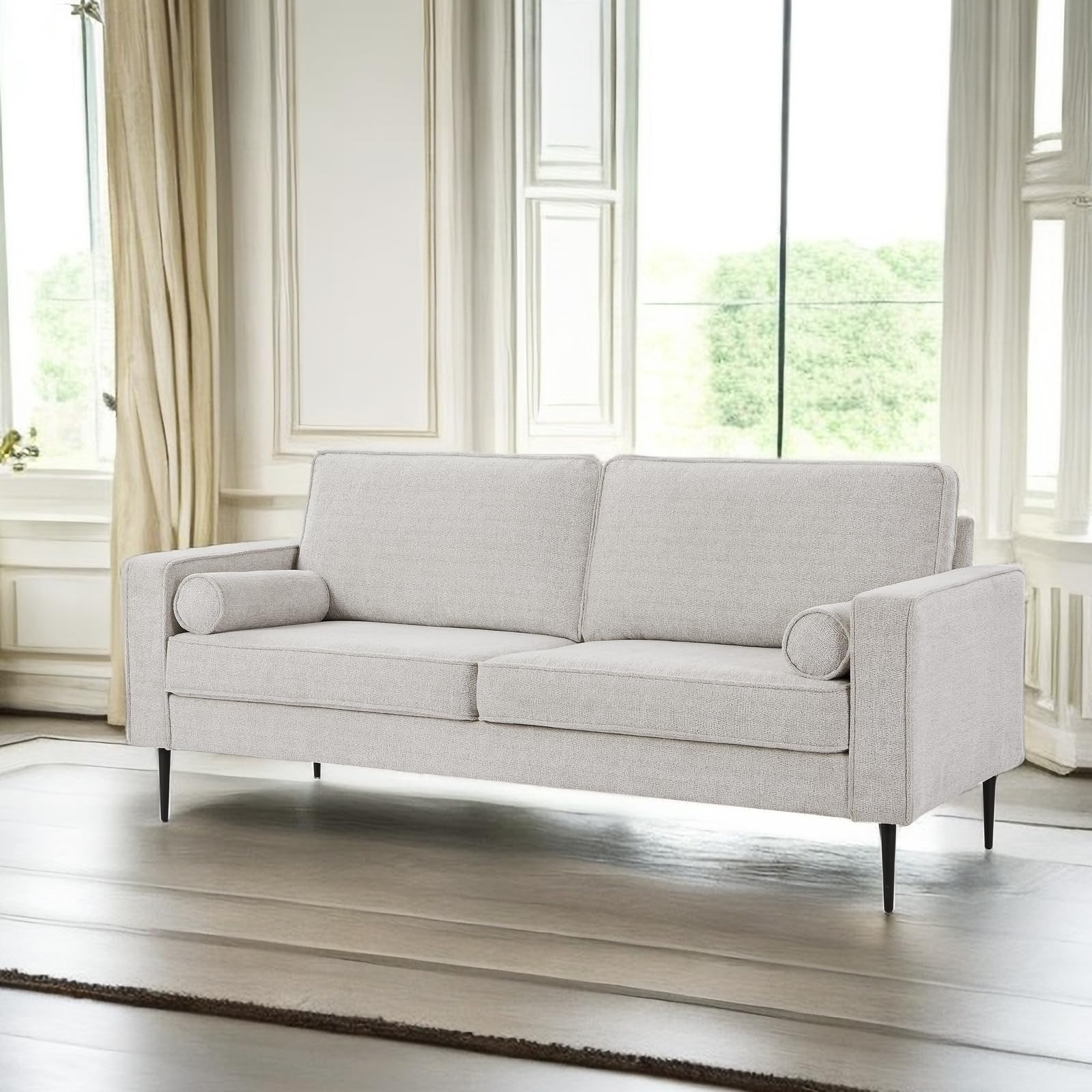 YSJZYBF 78" Sofa 3-Seater Sofa Couch Modern Sofa Couch for Living Room Apartment Lounge, White Chenille