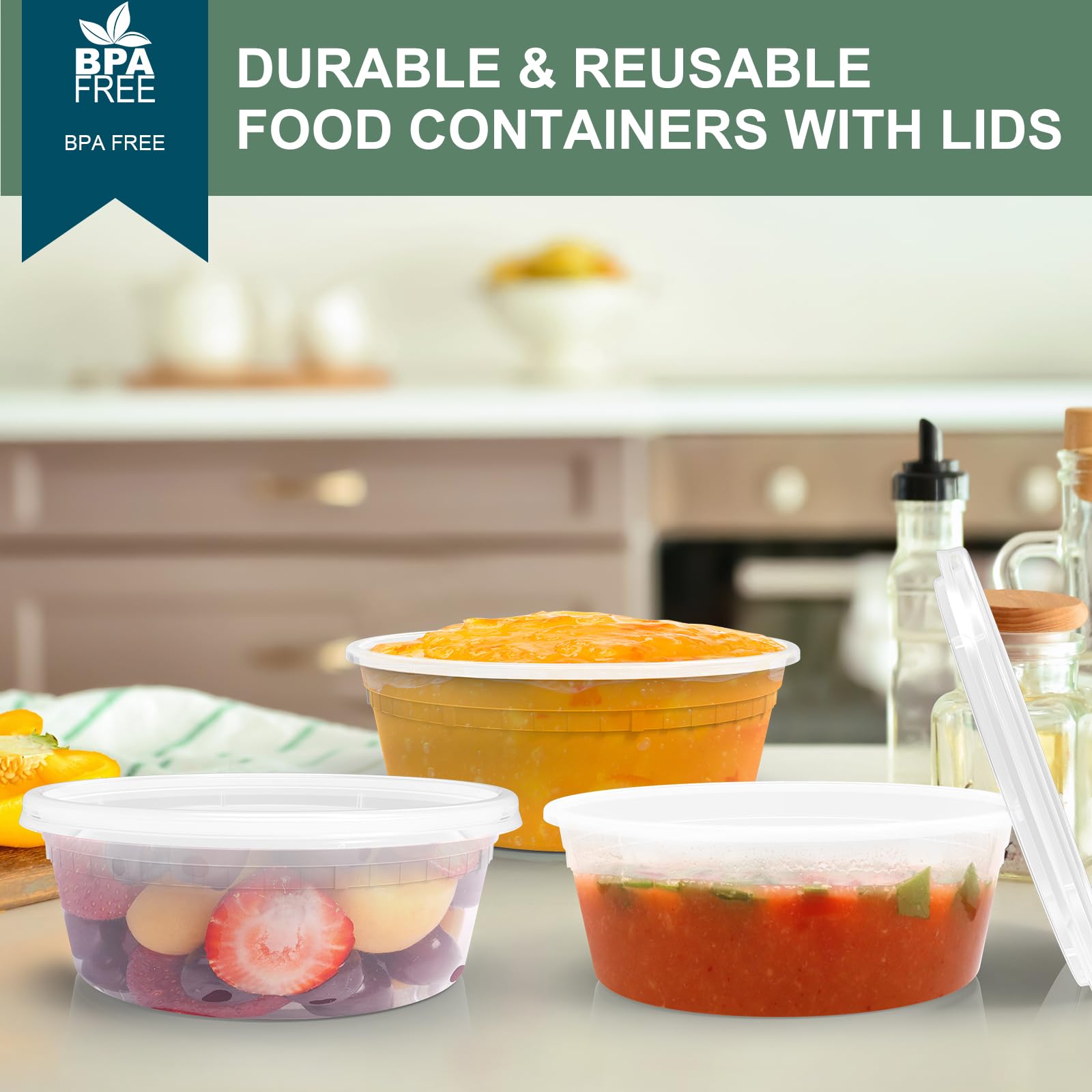 vivigu Deli Containers with Lids 8 oz [24 Set] - Food Storage Containers with Lids for meal prep, Soup Containers with Lids Freezer Safe, BPA Free | Portion Control | Leakproof…