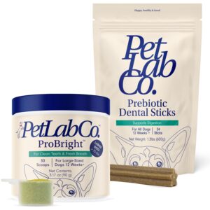 petlab co. – total teeth care bundle: dental powder for an effortless deep clean in 1 scoop for large dogs & dental chews - target dirt & tartar build-up - easy to use