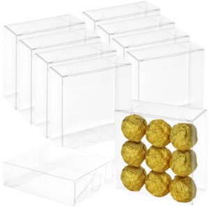 czwestc 30 pack rectangle plastic favour boxes，4x4x1.2inch clear boxes for treats, cookie, chocolate, sugar, wedding, christmas party, festival gift packaging