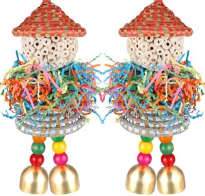 bbjinronjy conure toys,2pcs bird toys parrot foraging shredder hanging toys sola balls with bell for small parrots parakeets cockatiel conures love birds budgie cage toy