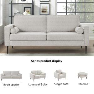 YSJZYBF 78" Sofa 3-Seater Sofa Couch Modern Sofa Couch for Living Room Apartment Lounge, White Chenille